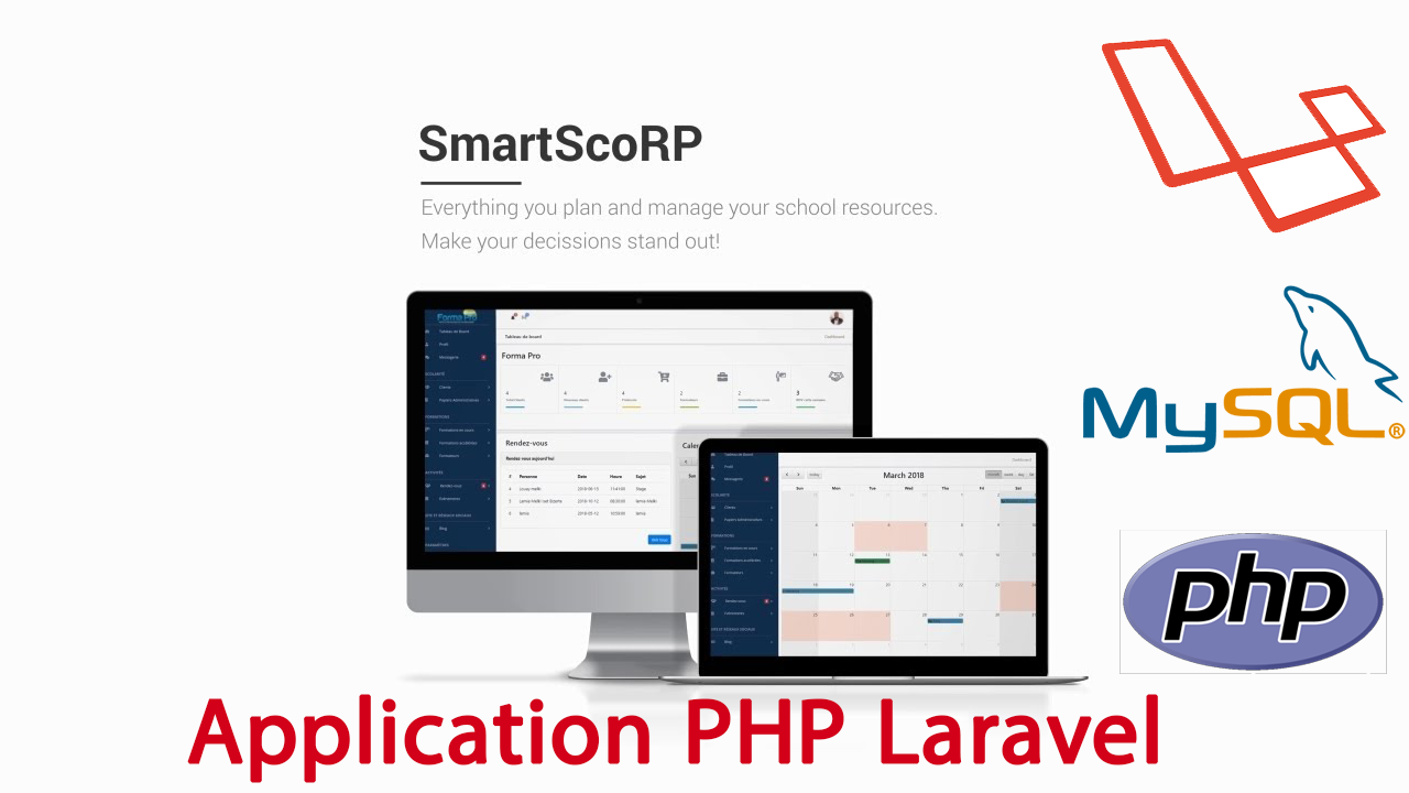 Application PHP Laravel gestion scholaire avec Rapport et présentation - University Lib